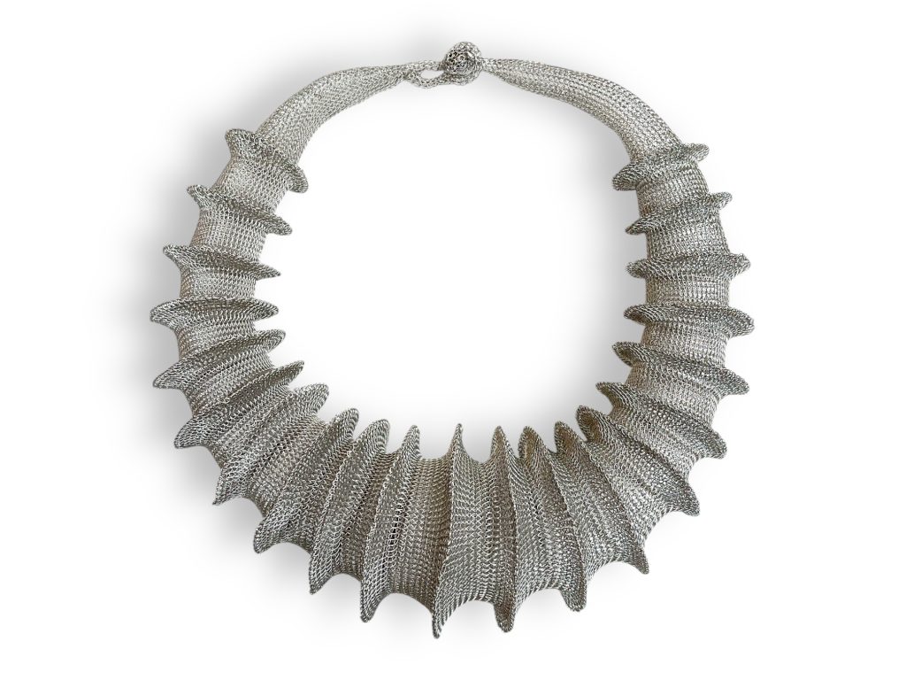 A Sumba Silvered Metal Long Necklace Of Woven Wire Mesh Strands With ...